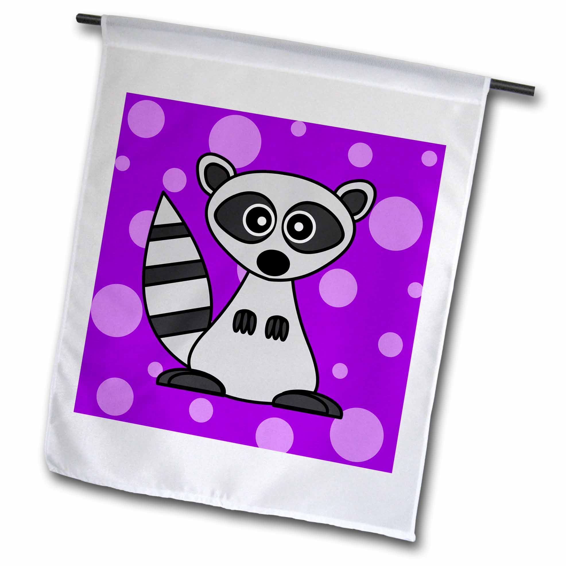 3dRose, Cute Cartoon Raccoon Purple Dot Background, 12 x 18 inch Garden ...