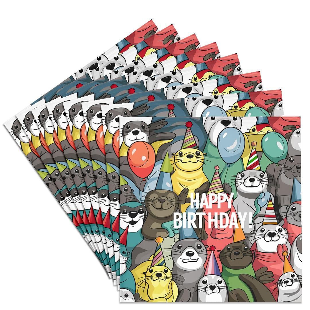 3drose, Cute Cool Funny Assorted Sea Otters Balloons Happy Birthday ...