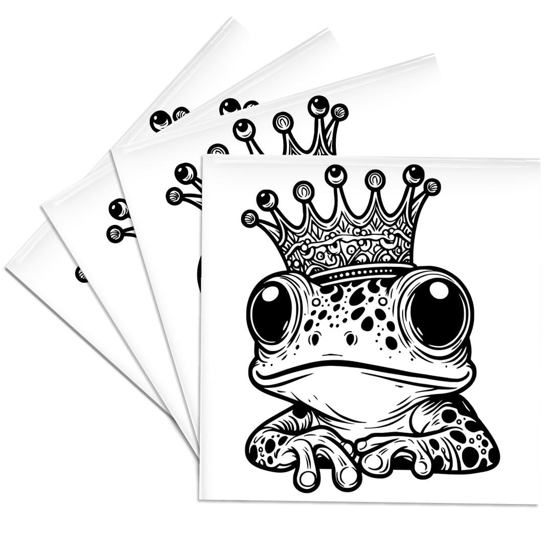 3drose, Cute Frog Prince Design, Set of 4 Ceramic Tile Coasters ...