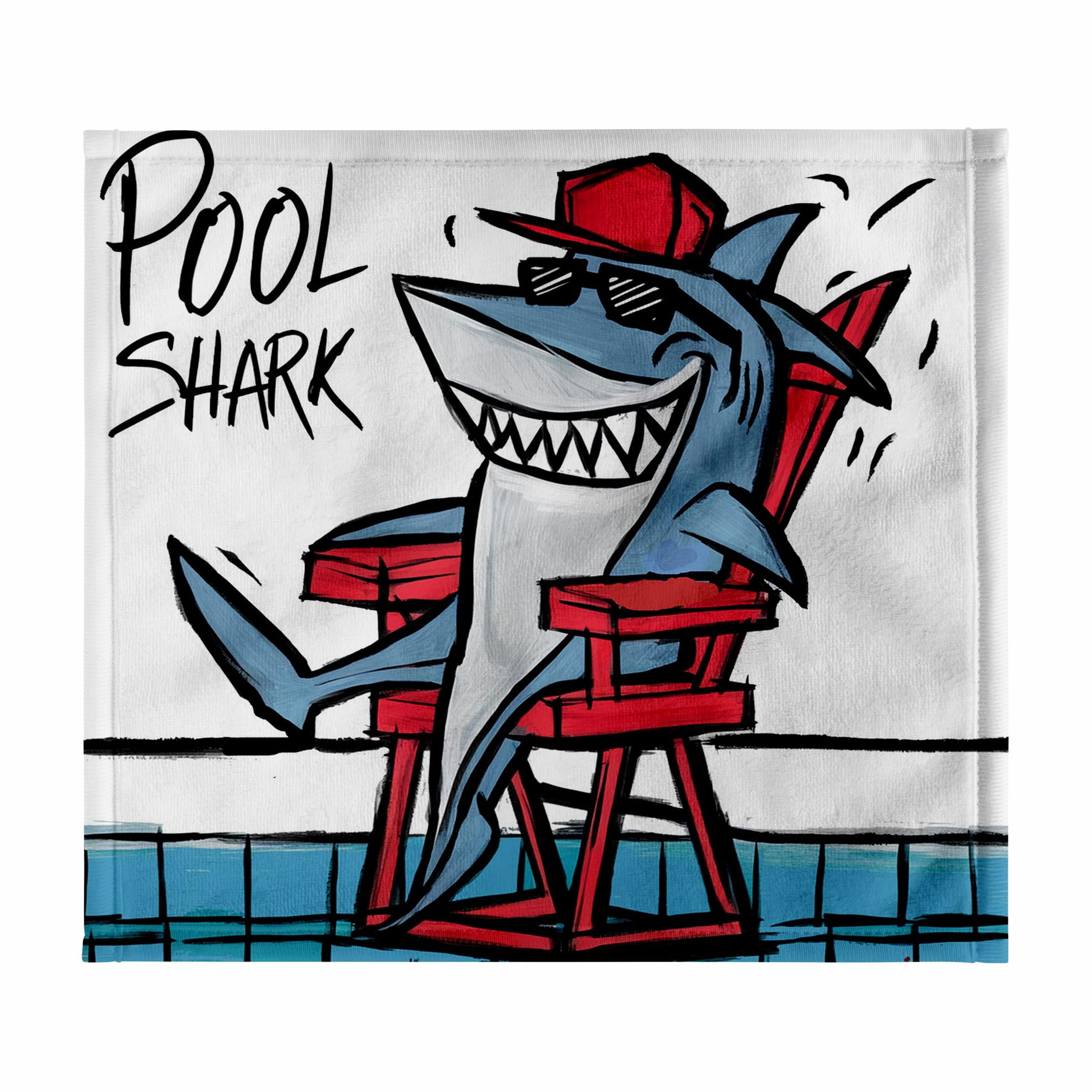 3dRose, Cute Funny Shark Pool Lifeguard Pool Shark Pun Beach Cartoon ...