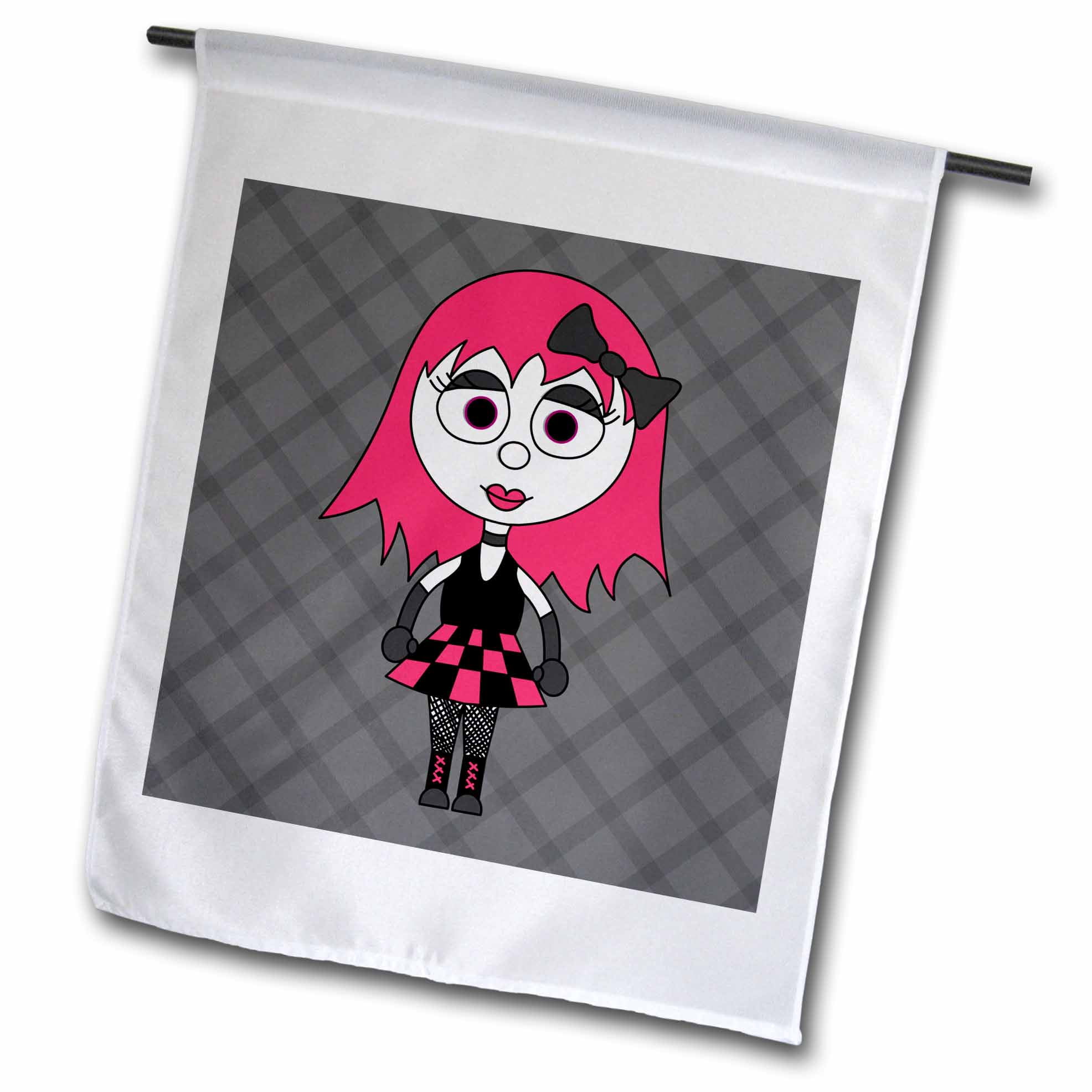 3dRose, Cute Goth Punk Rock Girl, 12 x 18 inch Garden Flag - Walmart.com