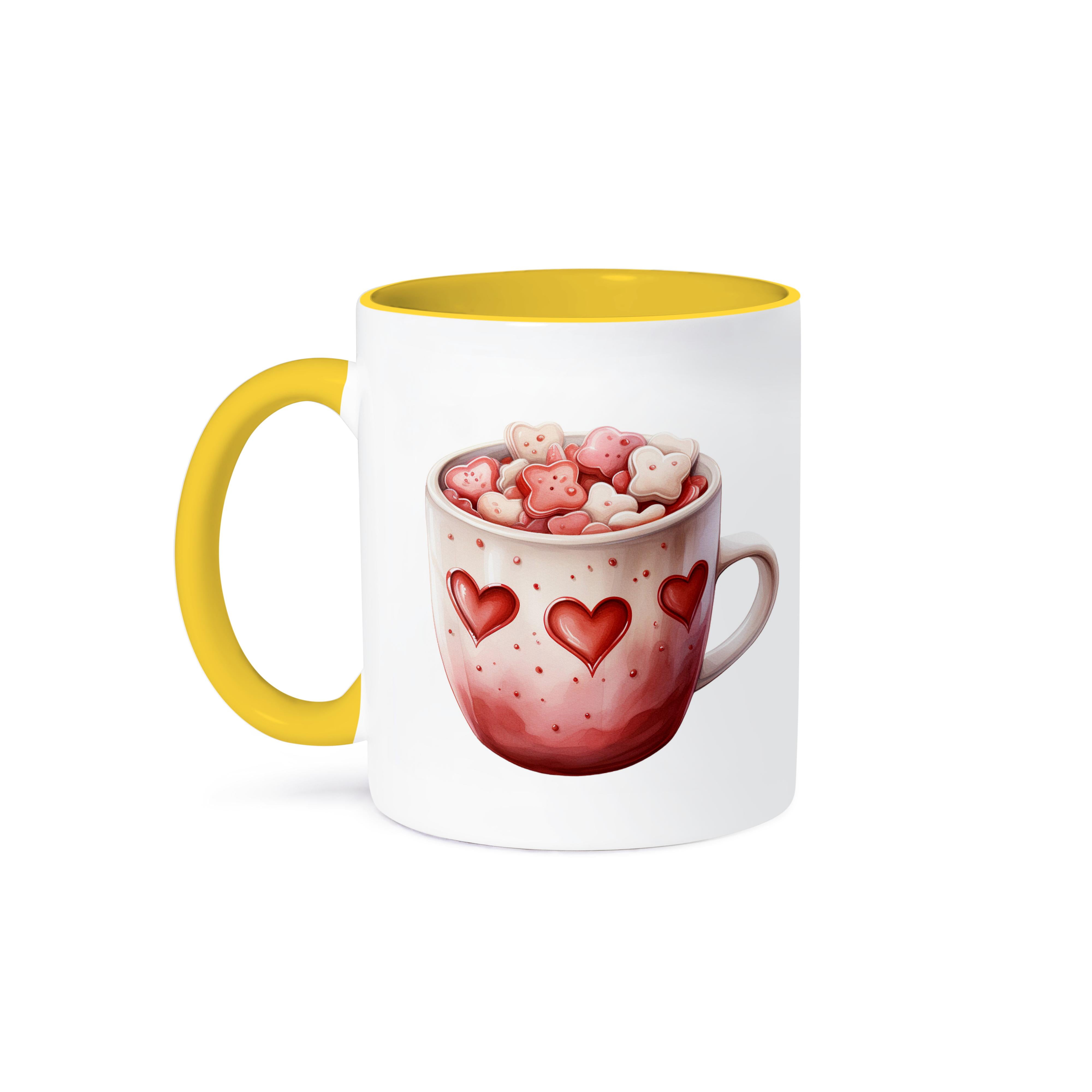 3dRose, Cute Heart Cup Full Of Valentine Candy Illustration, 15oz Two ...