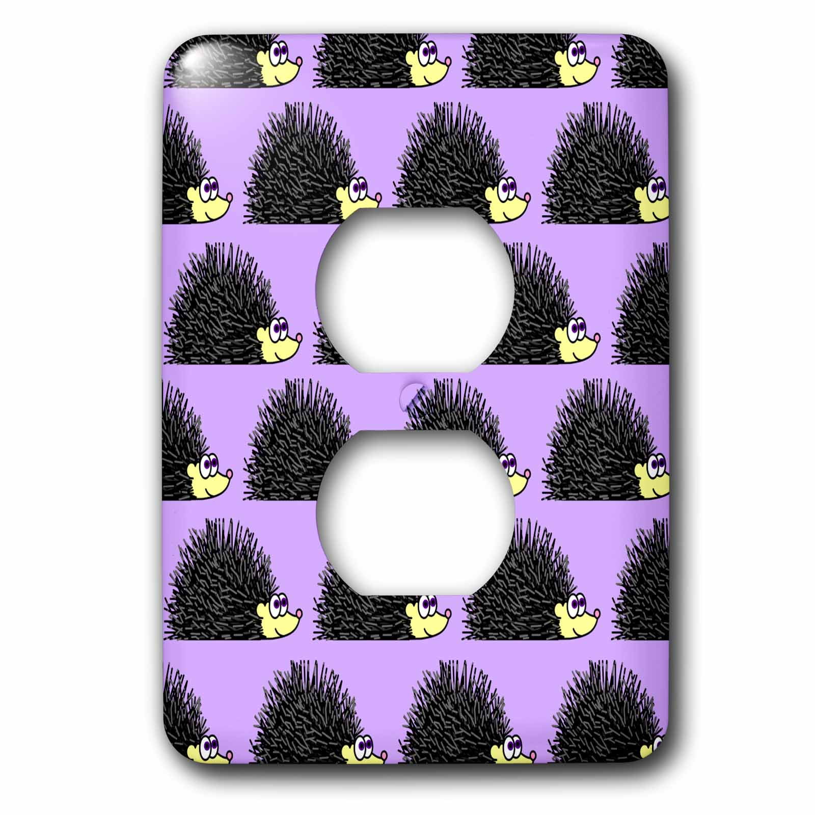 3dRose Cute Hedgehog Print Purple - 2 Plug Outlet Cover (lsp_13854_6 ...