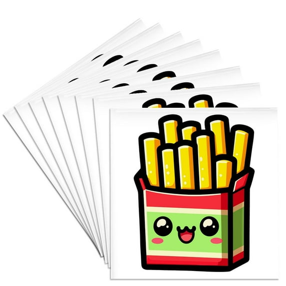 3drose, Cute Kawaii French Fries, Set of 8 Ceramic Tile Coasters ...