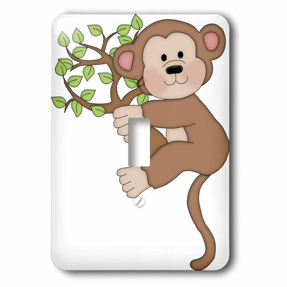 3dRose, Cute Monkey Climbing A Tree Illustration, single toggle switch ...