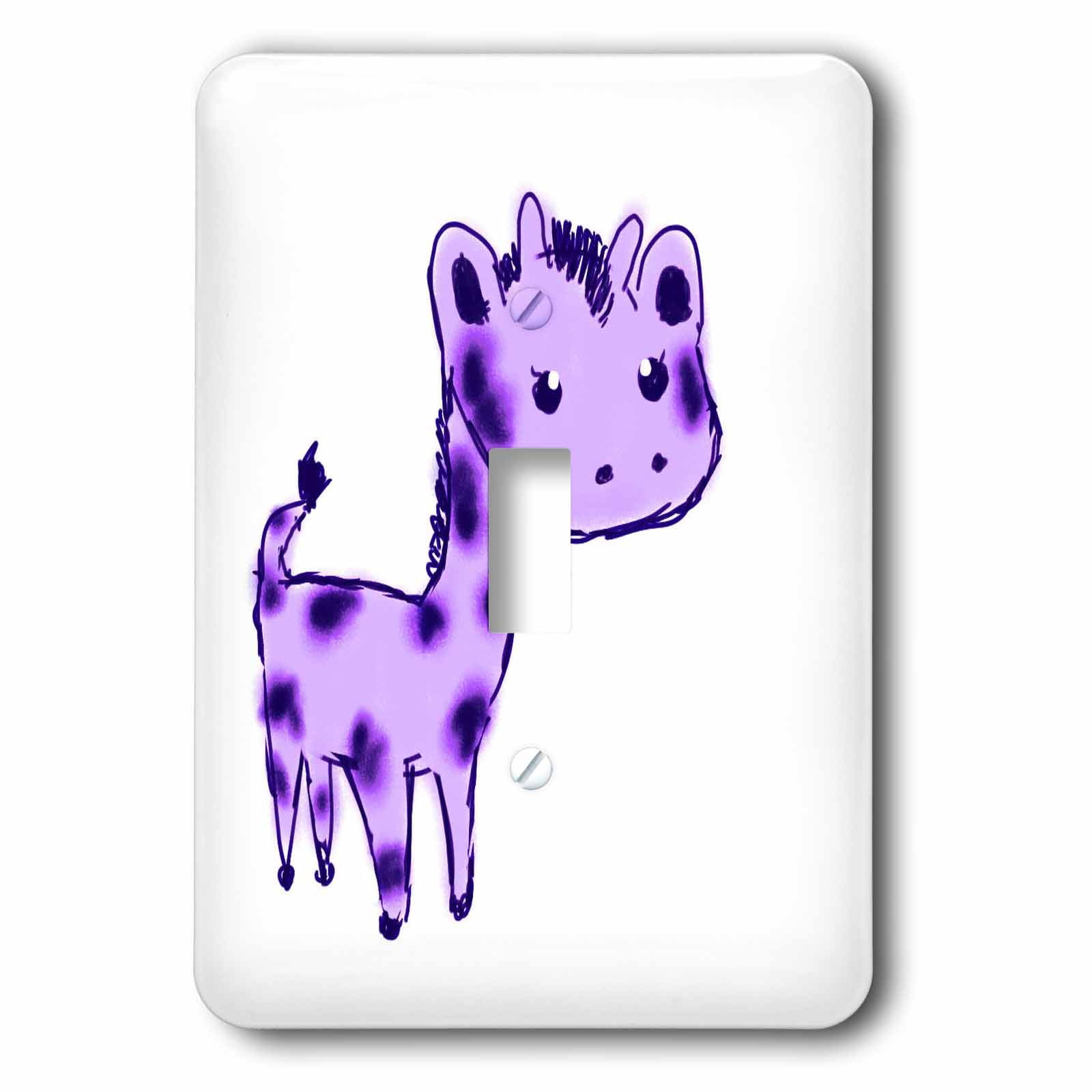 3dRose, Cute Purple Giraffe Cartoon Art Animals Jungle Kids, single ...