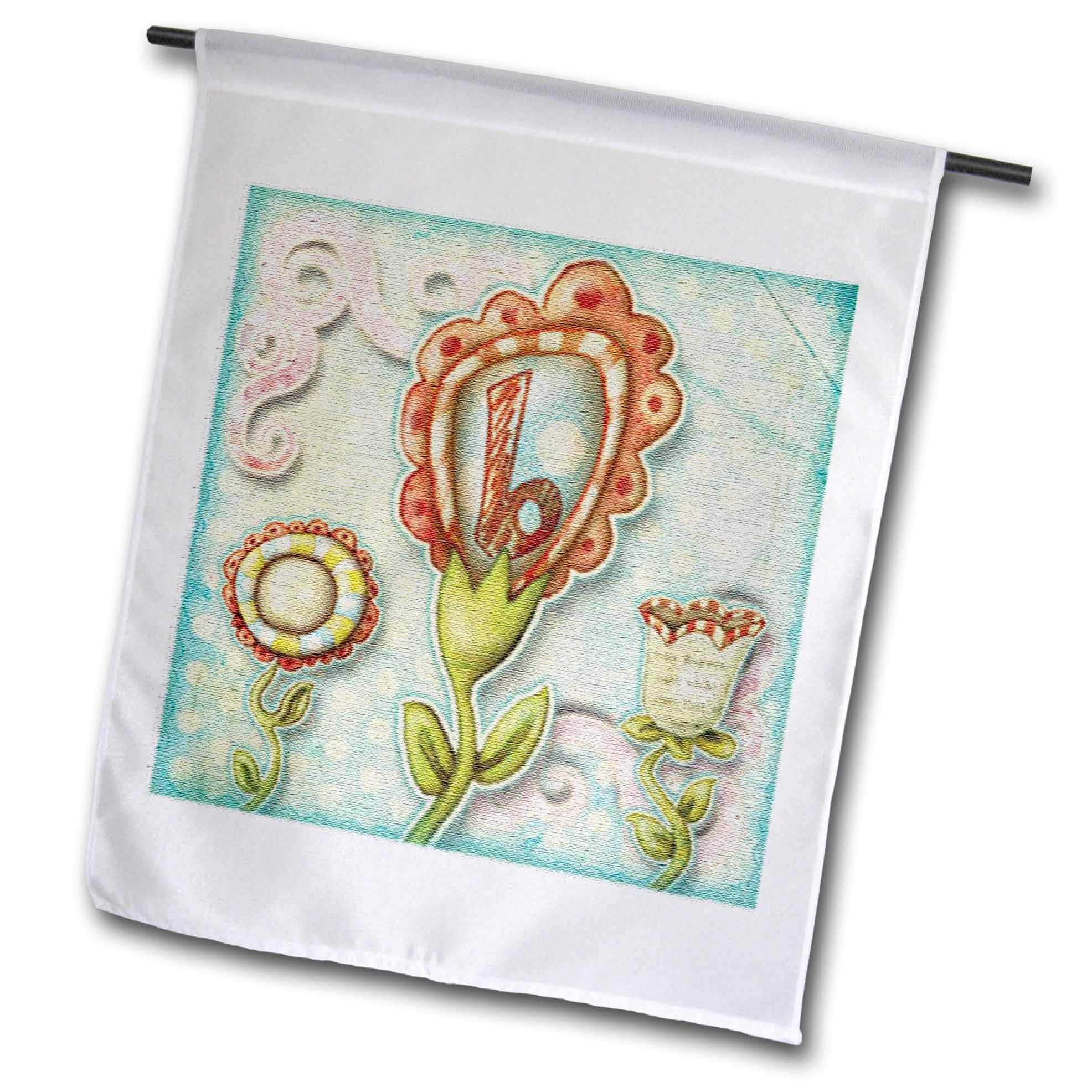 3dRose Cute Quirky Flowers Monogram Letter B - Garden Flag, 12 by 18 ...