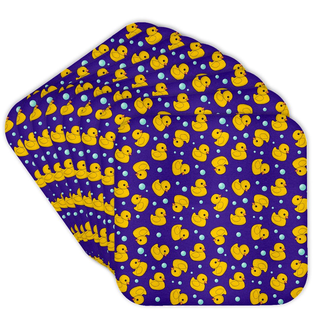 3dRose, Cute Rubber Duckie pattern Yellow ducks on purple navy blue ...