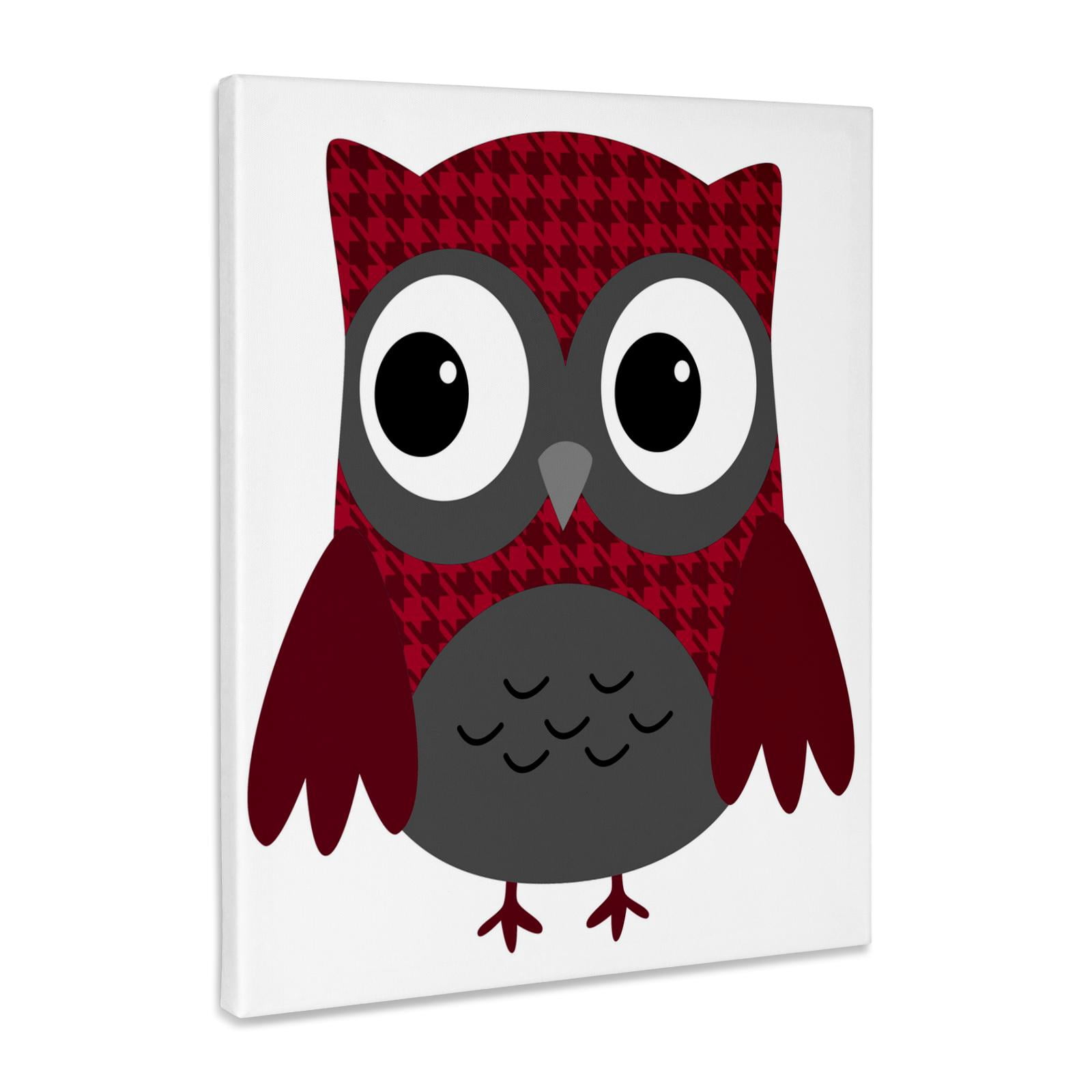 3dRose, Cute Ruby Red Houndstooth Patterned Owl, Museum Grade Canvas ...