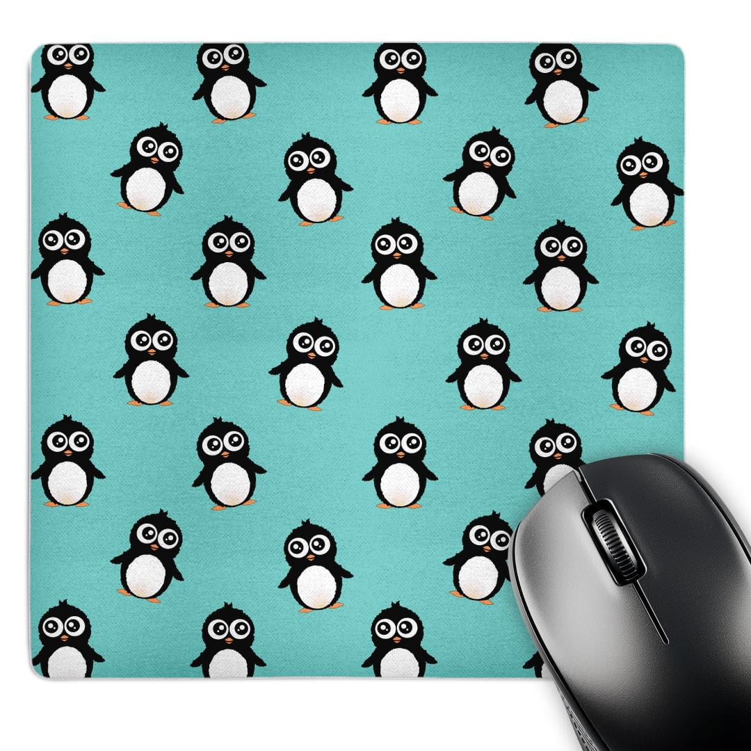 3dRose, Cute penguin pattern on ice teal blue - turquoise black and ...