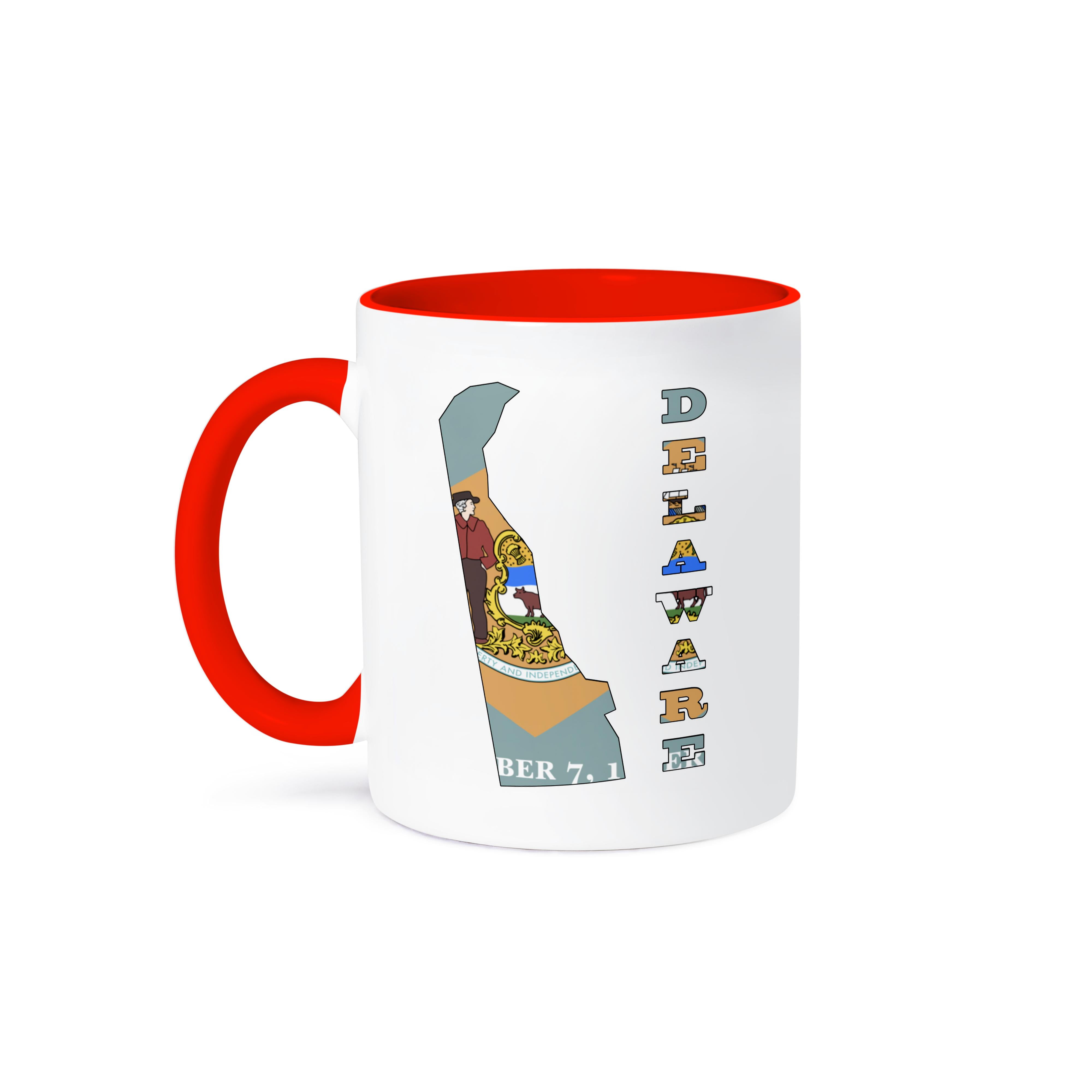 3dRose, Delaware state flag in the outline map and letters of Delaware ...