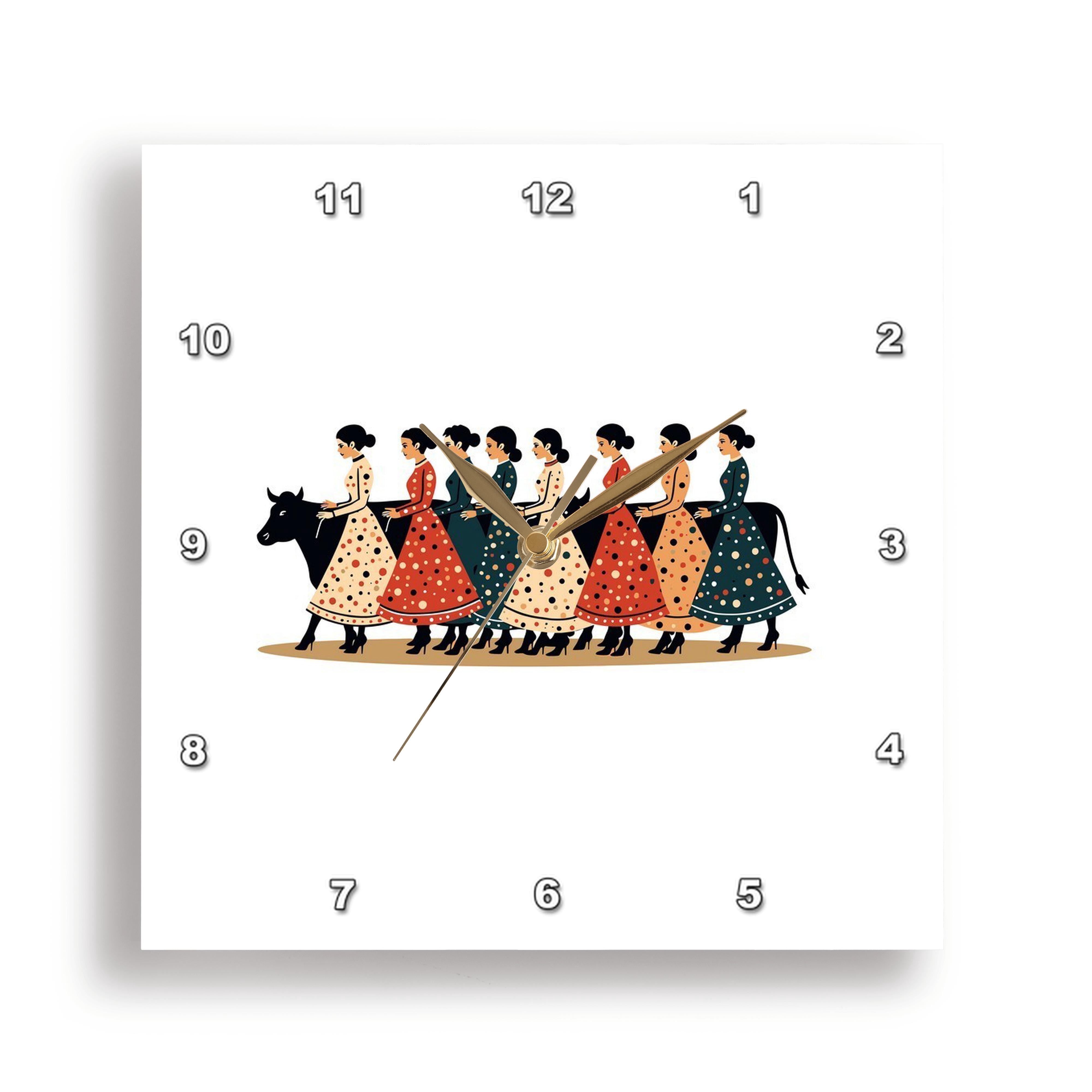 3dRose, Eight Maids A Milking Cut Out Stencil Style , 15x15 Wall Clock ...