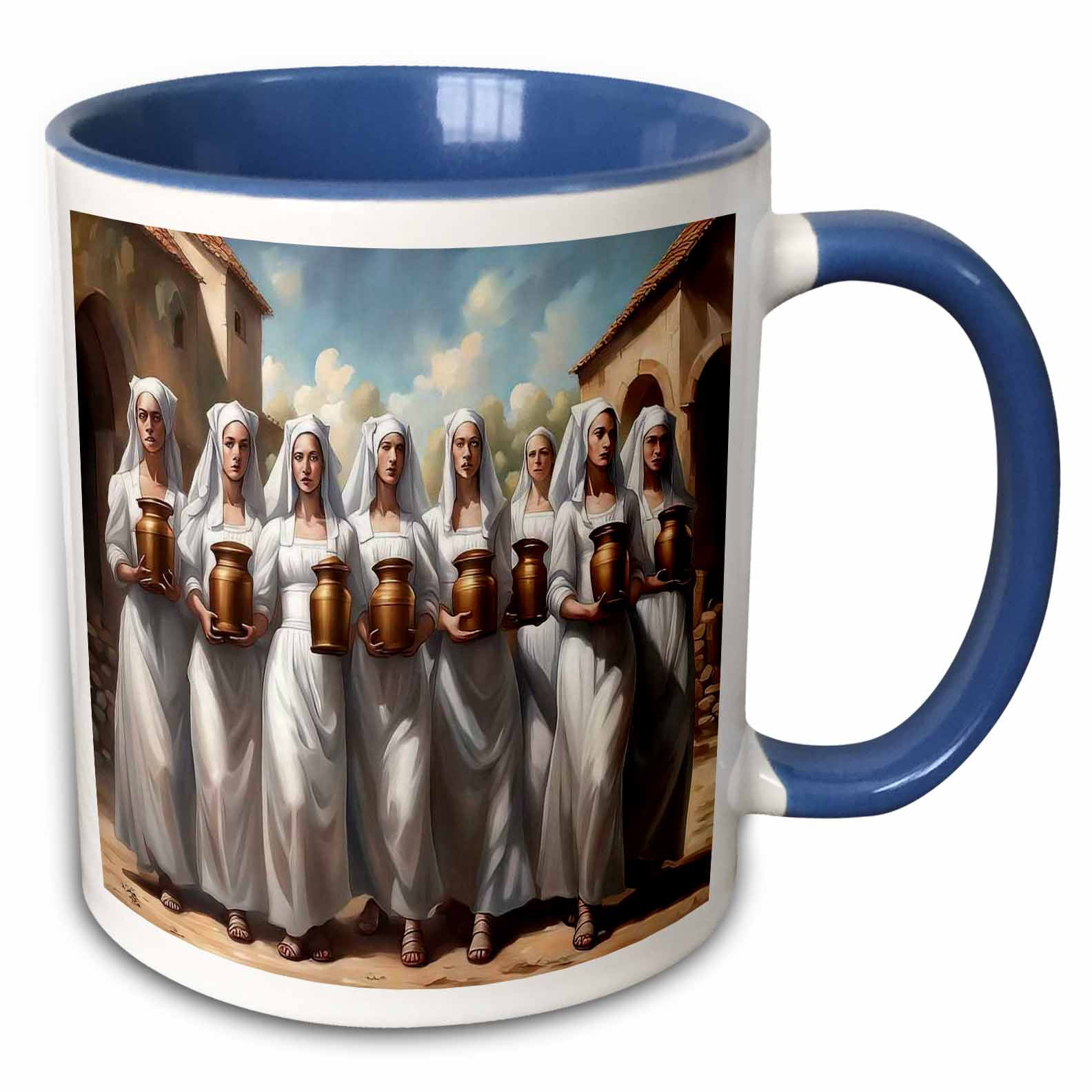 3drose, Eight Maids Matthew the Beatitudes, 11oz Two-tone Blue Mug ...
