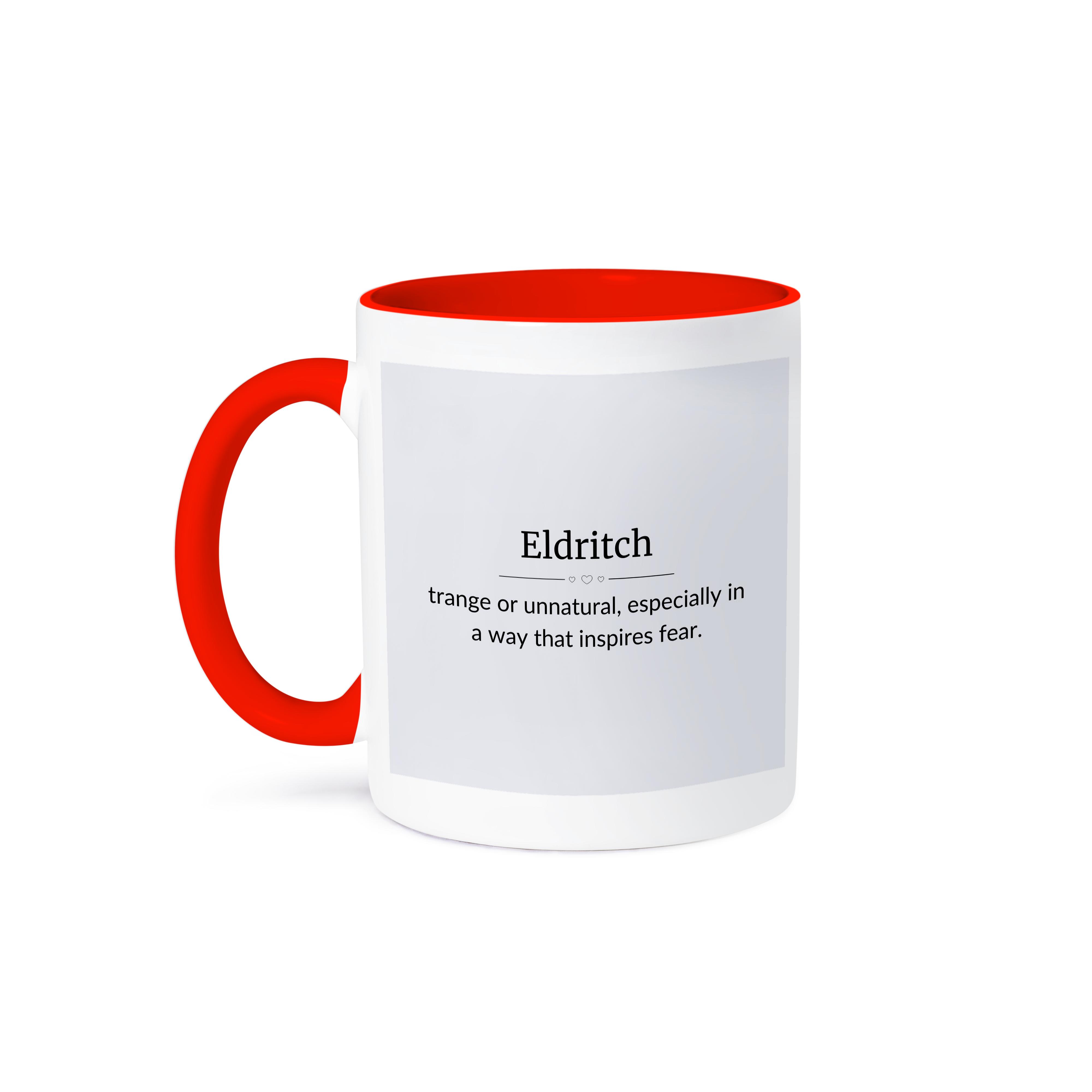 3dRose, Eldritch and its meaning typography, 11oz Two-Tone Red Mug ...