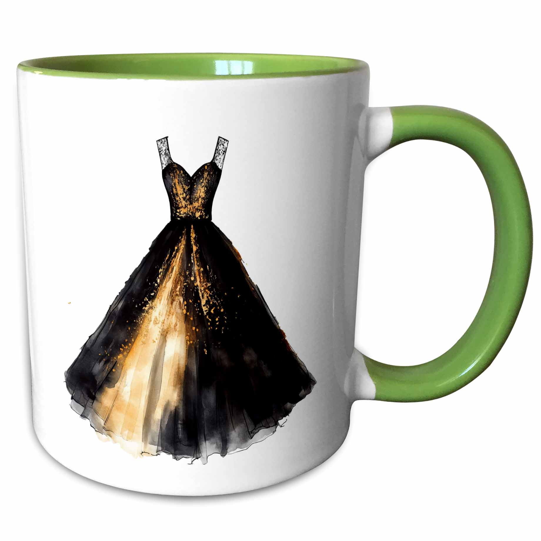 3drose, Elegant Black and Image of Gold Formal Dress, 15oz Two-tone ...