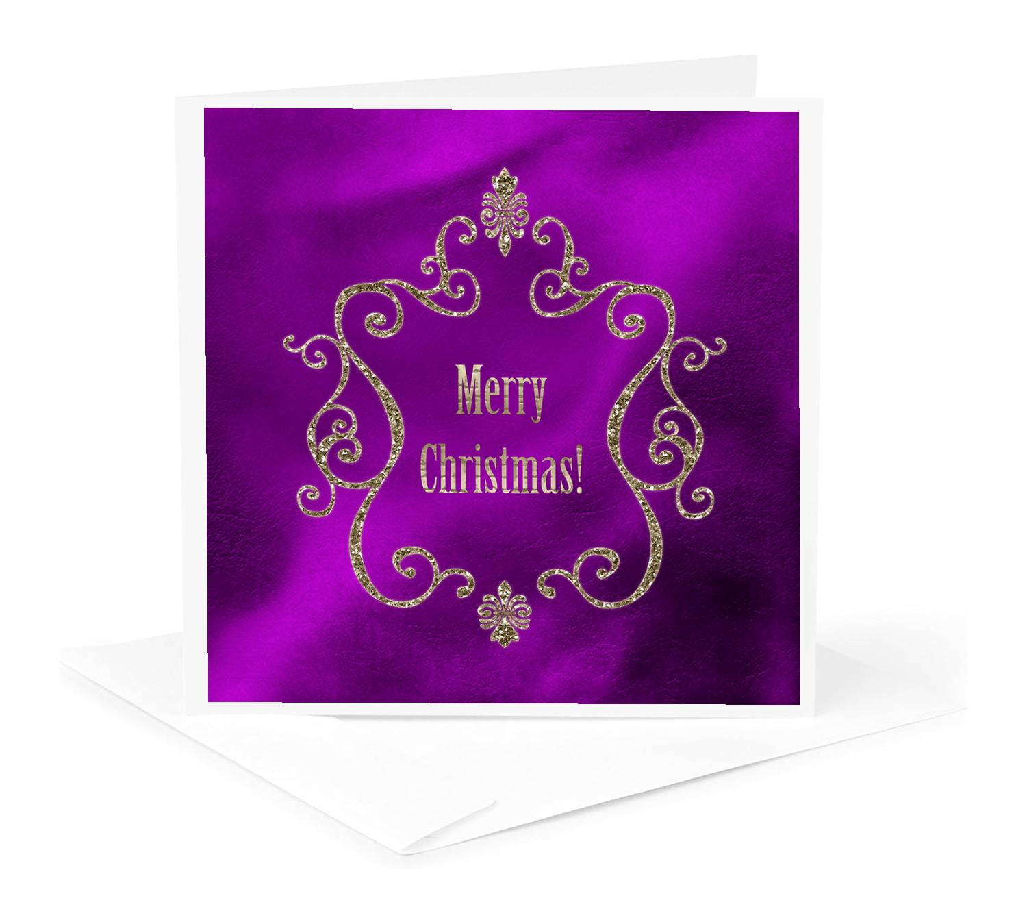 3drose, Elegant Gold Jewel Look Frame with Merry Christmas on Plum ...