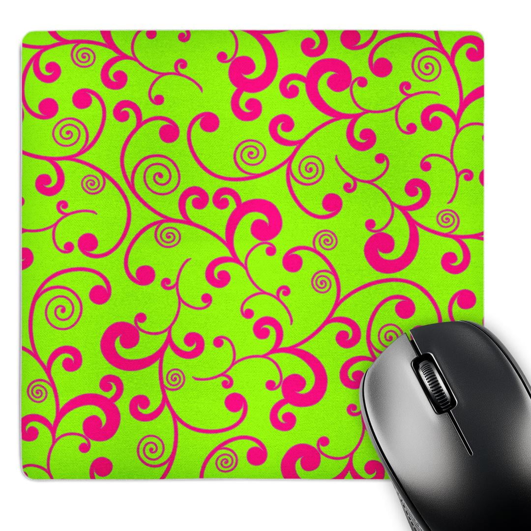 3dRose, Elegant Lime Green and Pink Scroll Design, Mouse Pad - Walmart.com