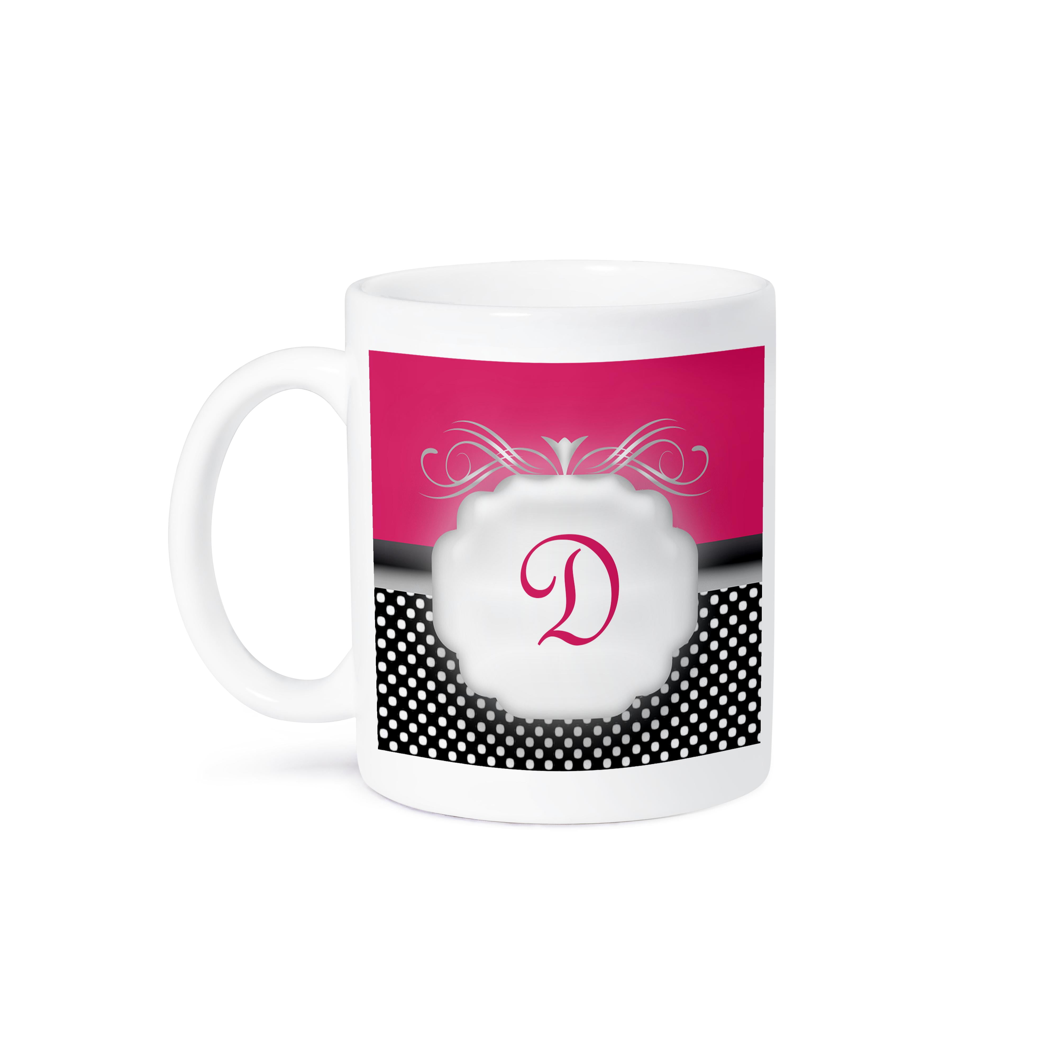 3dRose, Elegant Pink with Black and White Polka Dot Monogram Letter D ...