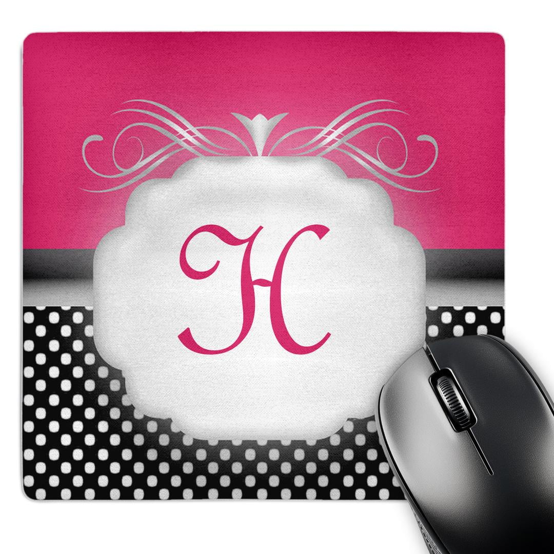 3dRose, Elegant Pink with Black and White Polka Dot Monogram Letter H ...