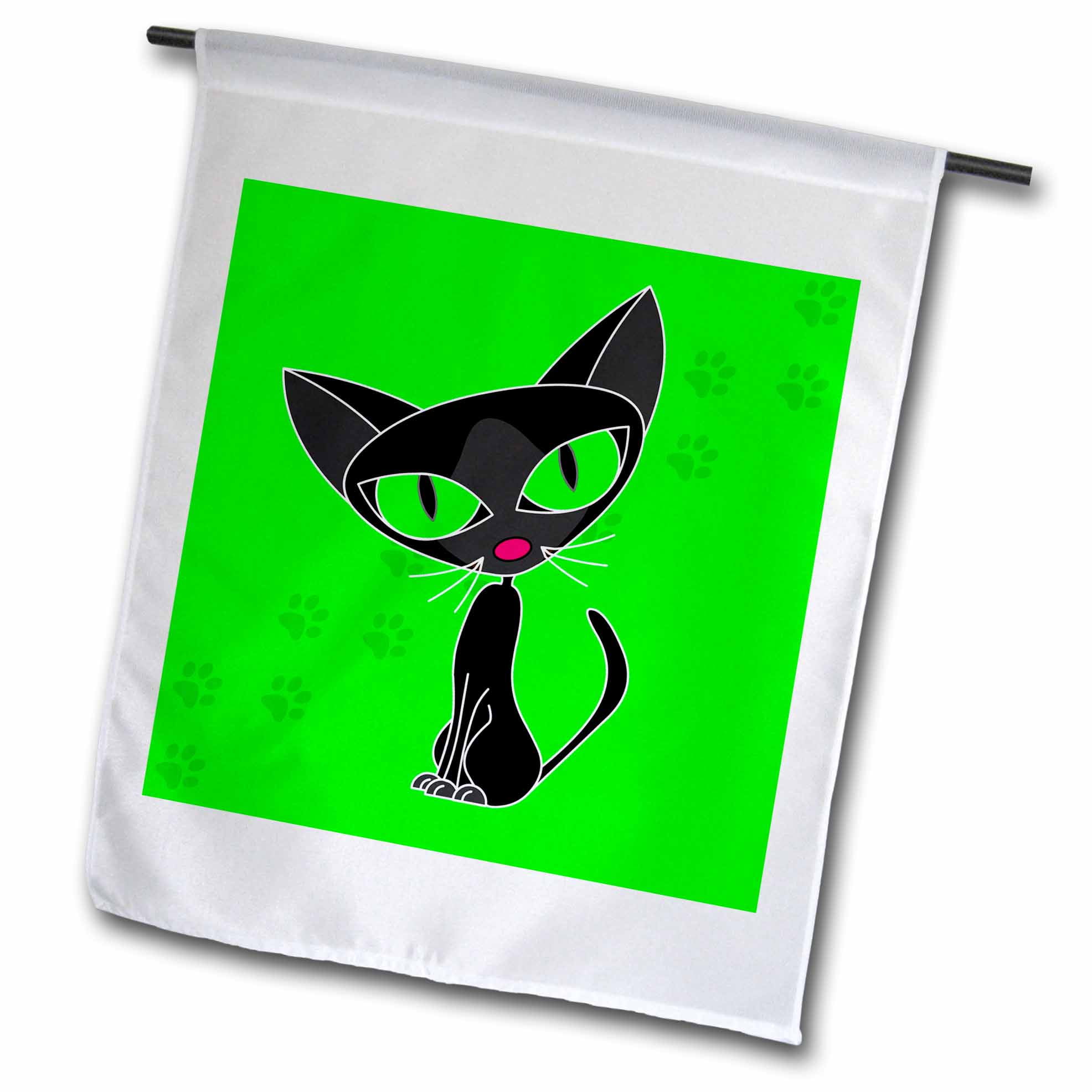 3dRose, Fancy Feline Black Cat Pawprint Design, 12 x 18 inch Garden ...