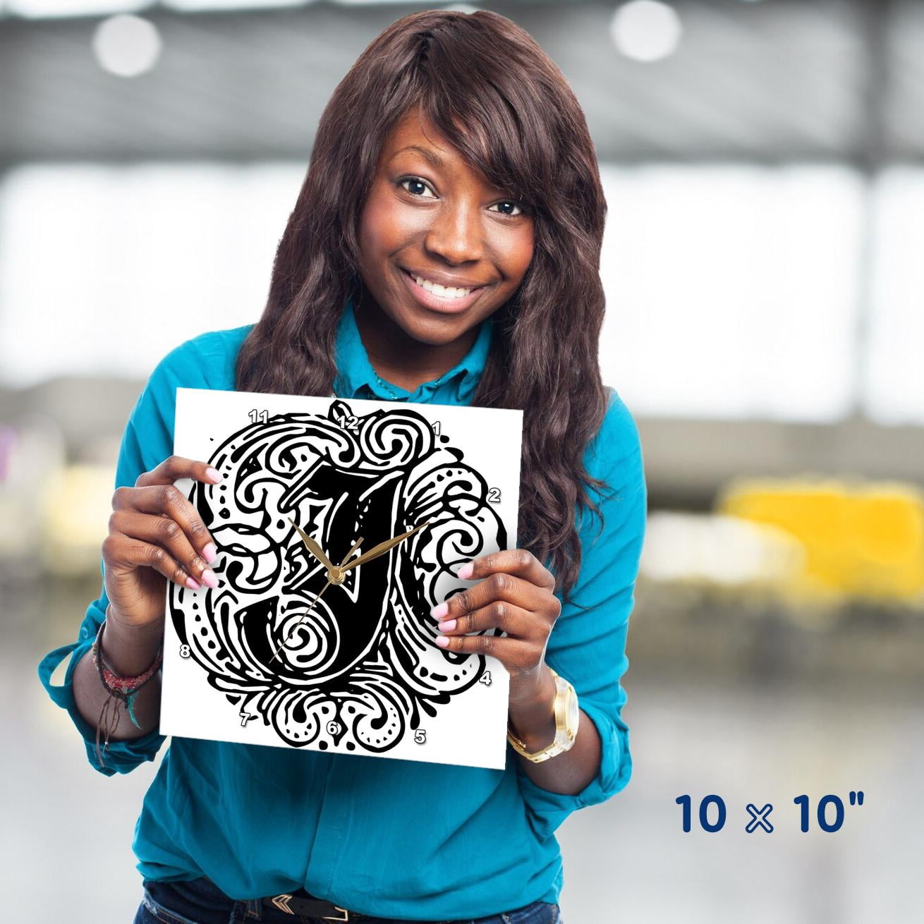 3dRose, Fancy Letter J, 10x10 Wall Clock - Walmart.com