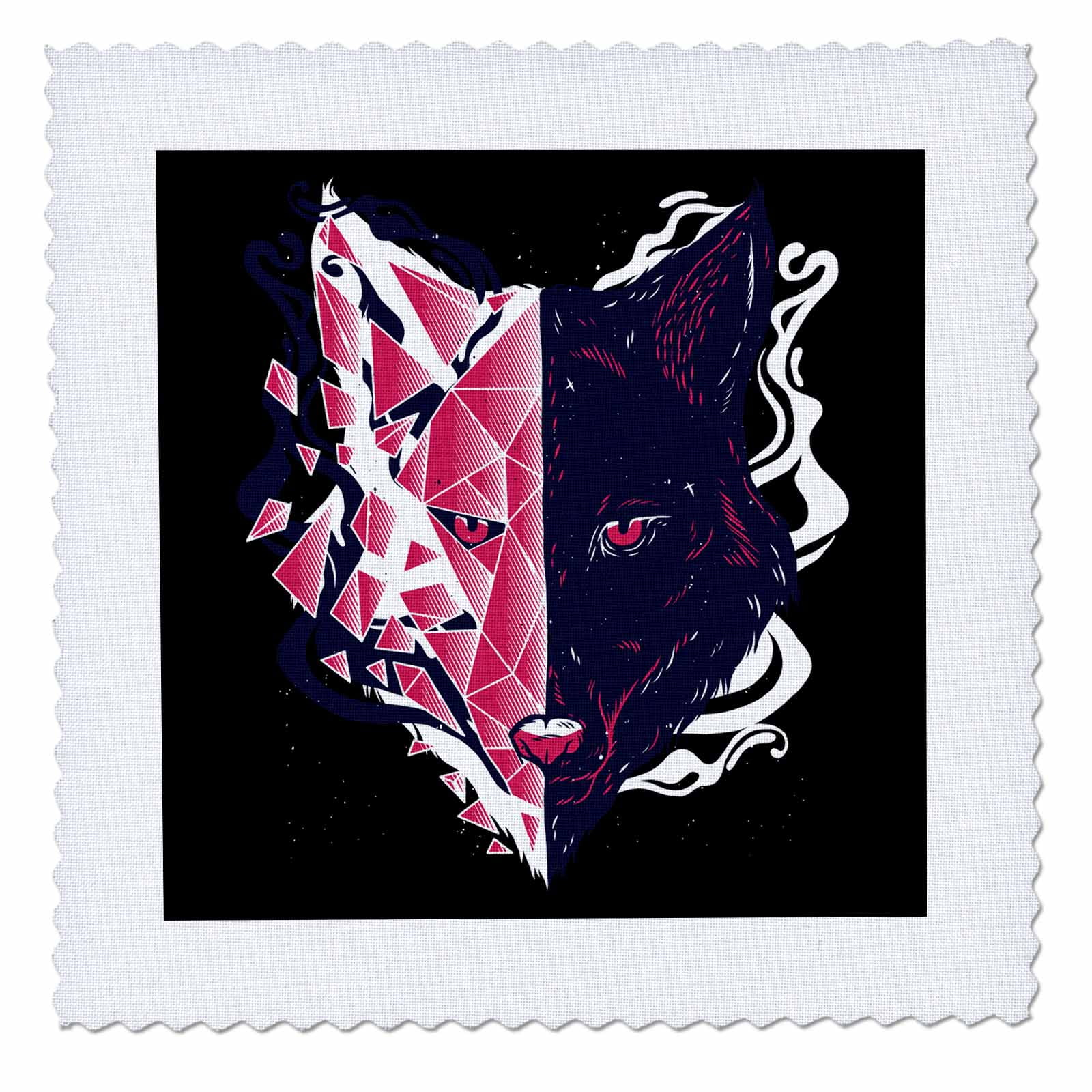 3dRose, Fantasy Style of Wolf Wolves with Mosaic Abstract Art, 12x12 ...