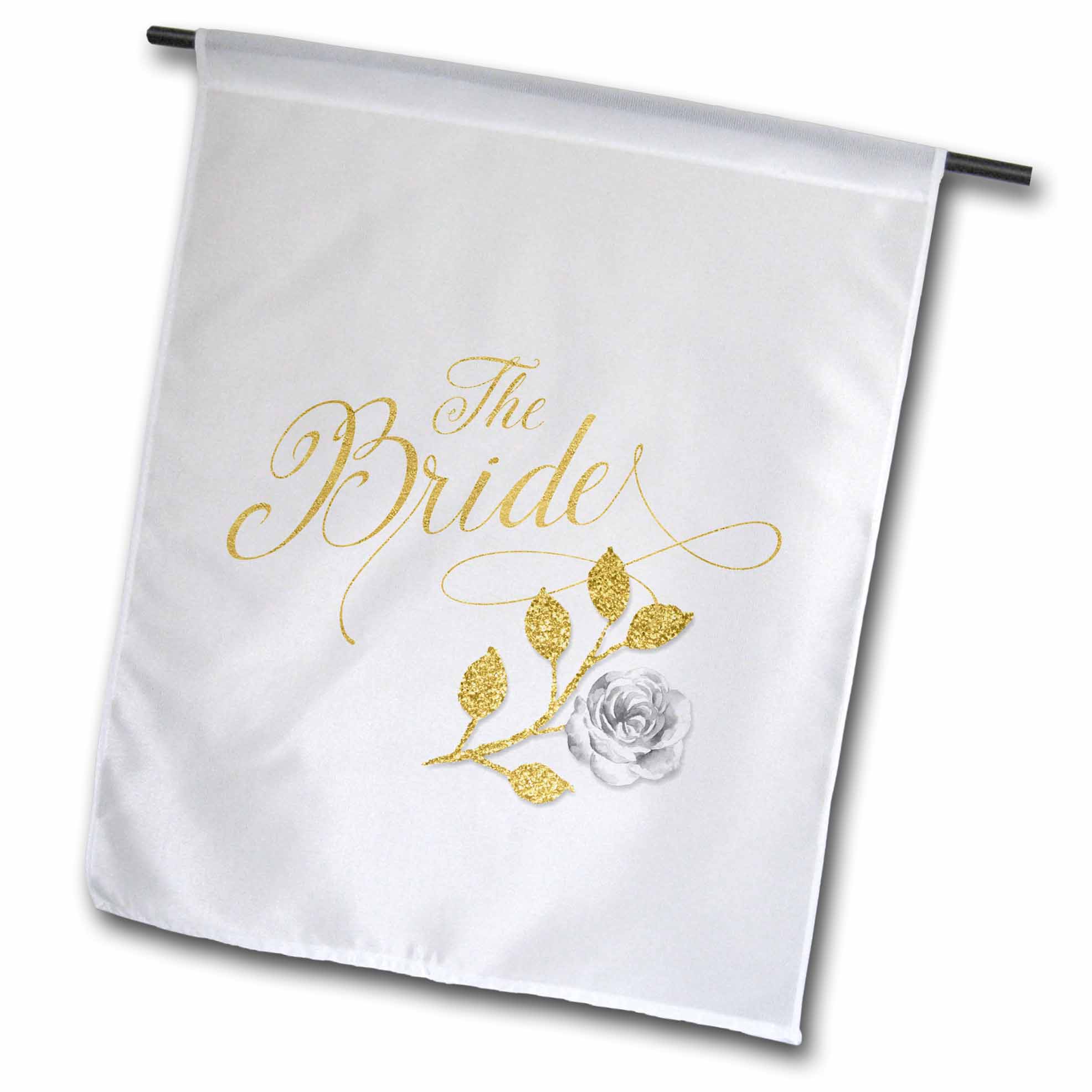 3dRose, Faux Gold Leaf and Silver for The Bride Typography with White ...