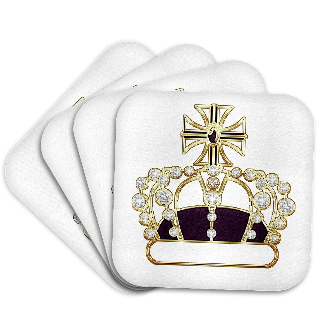 3dRose, Faux Gold, Purple, and Faux Diamond Royal Crown, Set of 4 ...