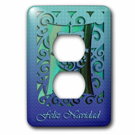 3dRose, Feliz Navidad Merry Christmas in Spanish Blue Ornament, 2 plug ...