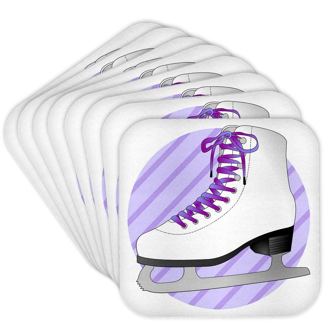 3drose, Figure Skating Gifts - Purple Ice Skate on Stripes, Set of 8 ...
