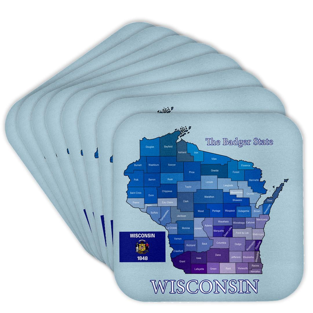 3dRose, Flag and County map of Wisconsin with state name and nickname ...