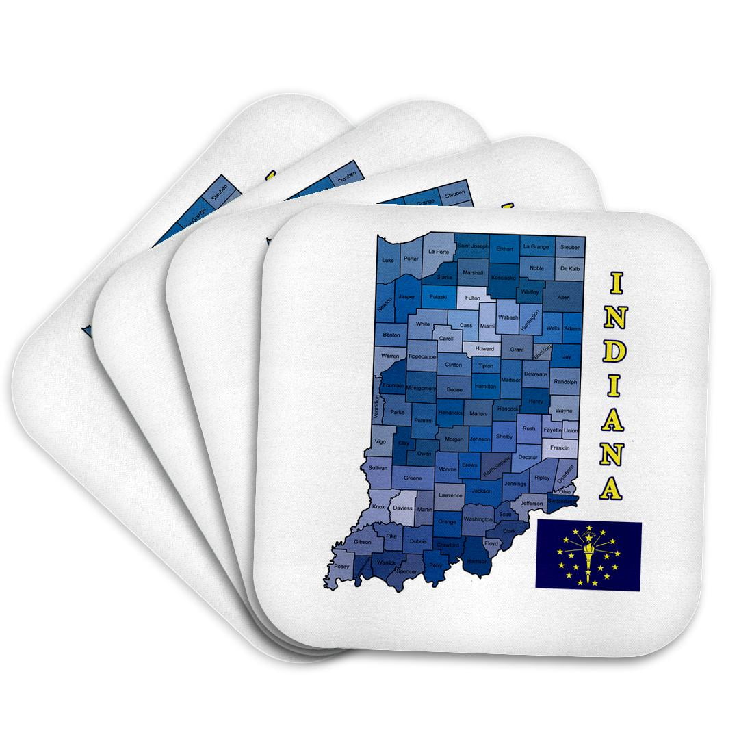 3dRose, Flag and county map the state of Indiana. Counties labeled ...