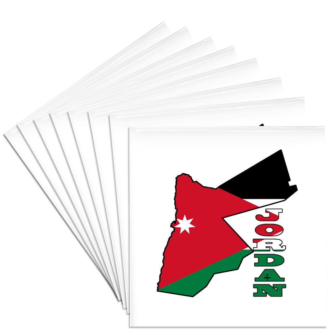 3dRose, Flag in outline map of Jordan and country name Jordan, Set of 8 ...