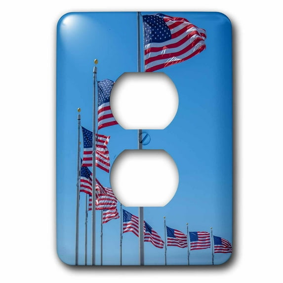 3dRose, Flags by Washington Monument, Washington DC, Usa, 2 plug outlet ...