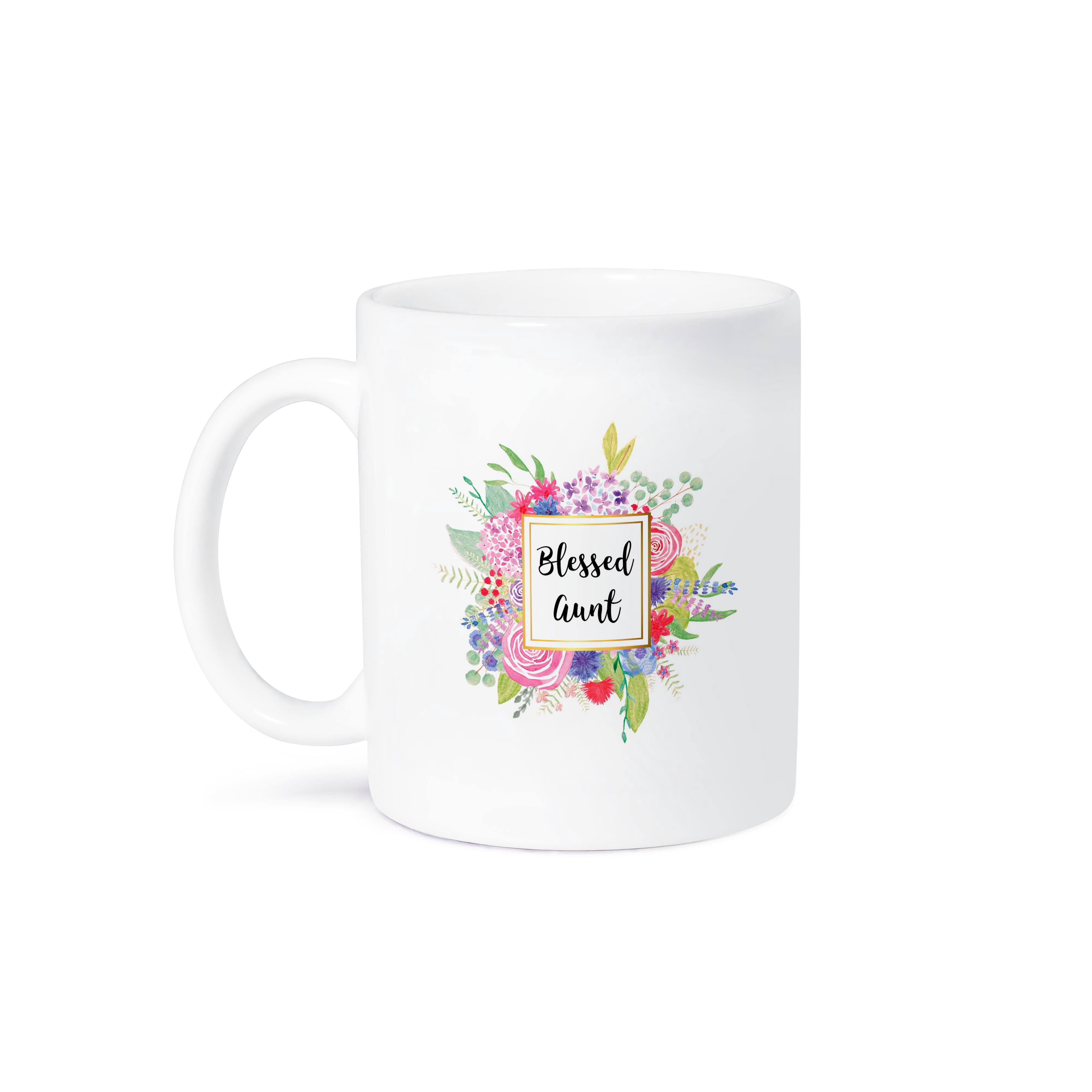 3dRose, Floral Blessed Aunt cursive text with pretty watercolor pink ...