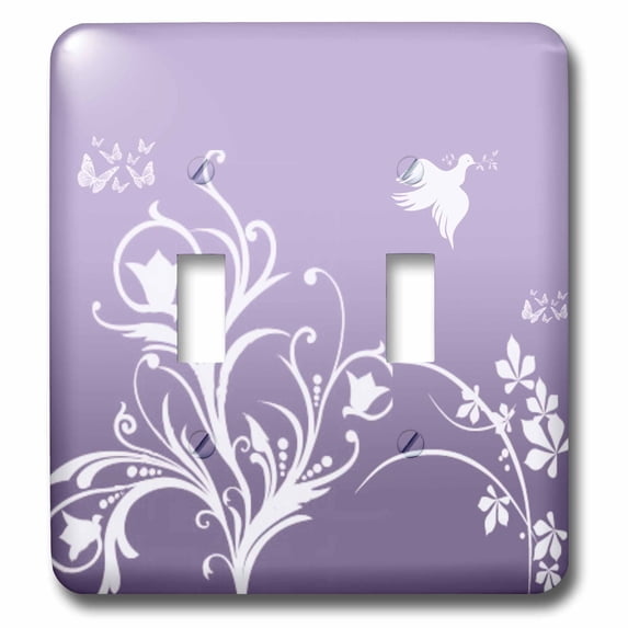 3dRose, Floral pattern in white on a lilac medium purple background ...