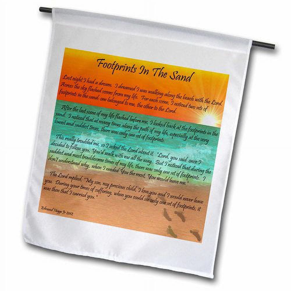 3dRose Footprints in the Sand Polyester 2'3'' x 1'6'' Garden Flag ...