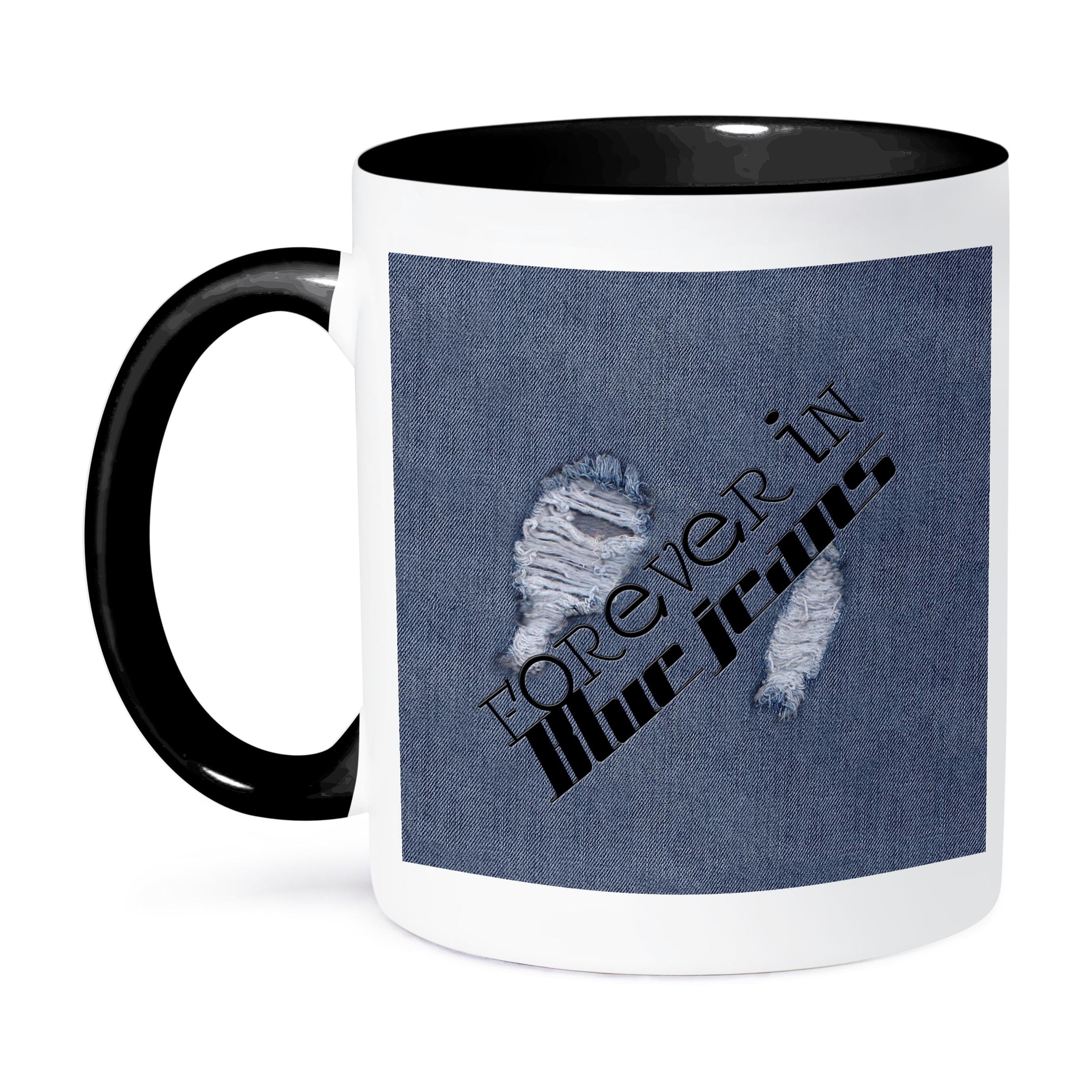 3dRose, Forever In Blue Jeans Texture With Frayed Holes, 11oz Two-Tone ...