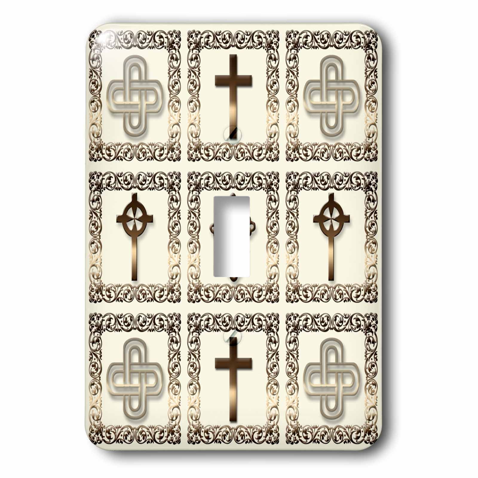 3dRose, Four different ornate golden Christian Crosses in a gold frame ...