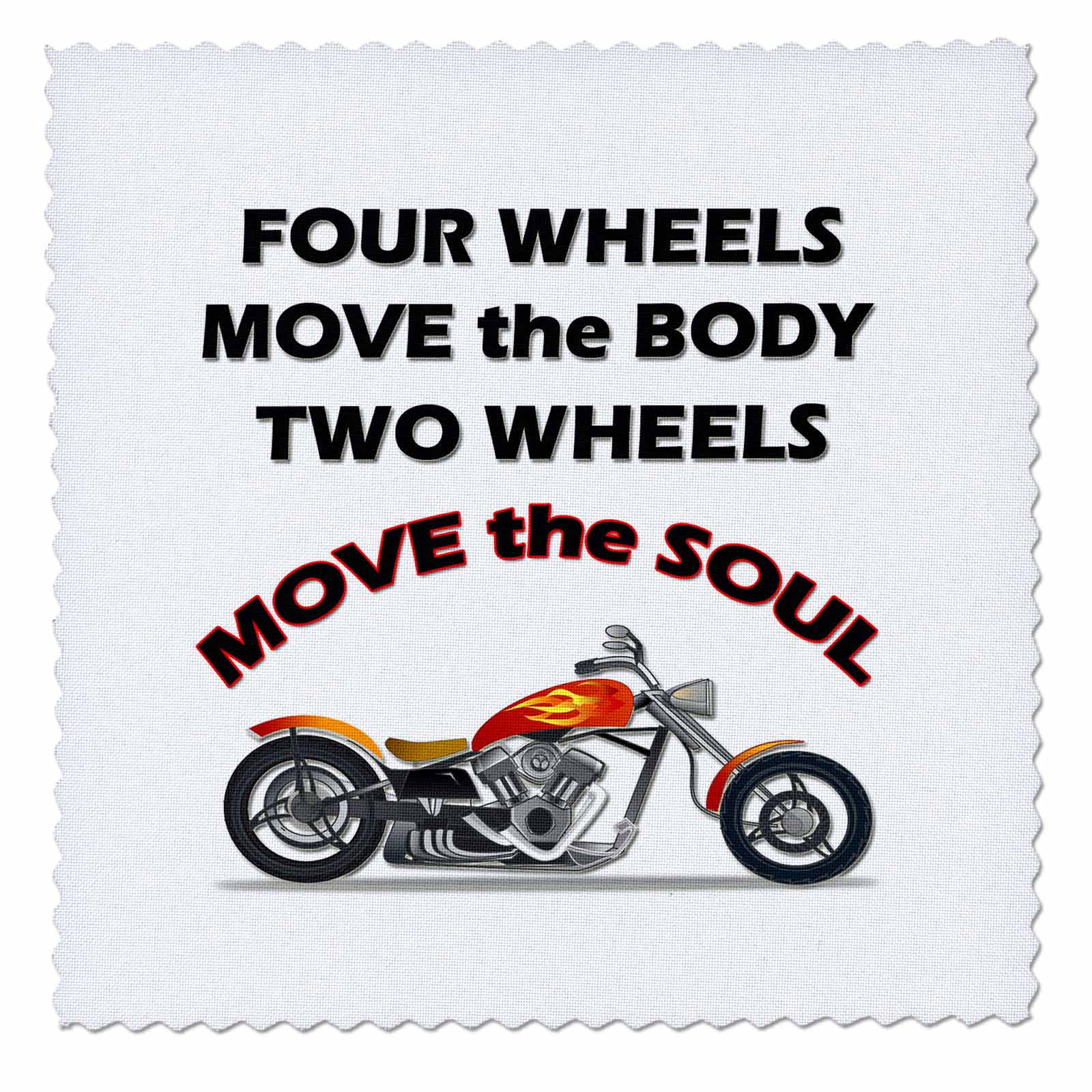 3dRose, Four wheels move the body, two wheels move the soul., 14x14 ...