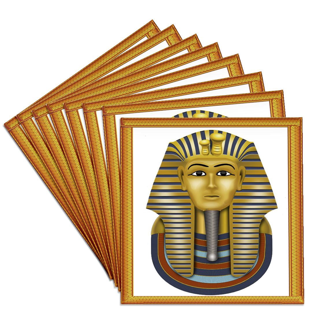 3dRose, Framed Egyptian King Tut, Set of 8 Ceramic Tile Coasters ...