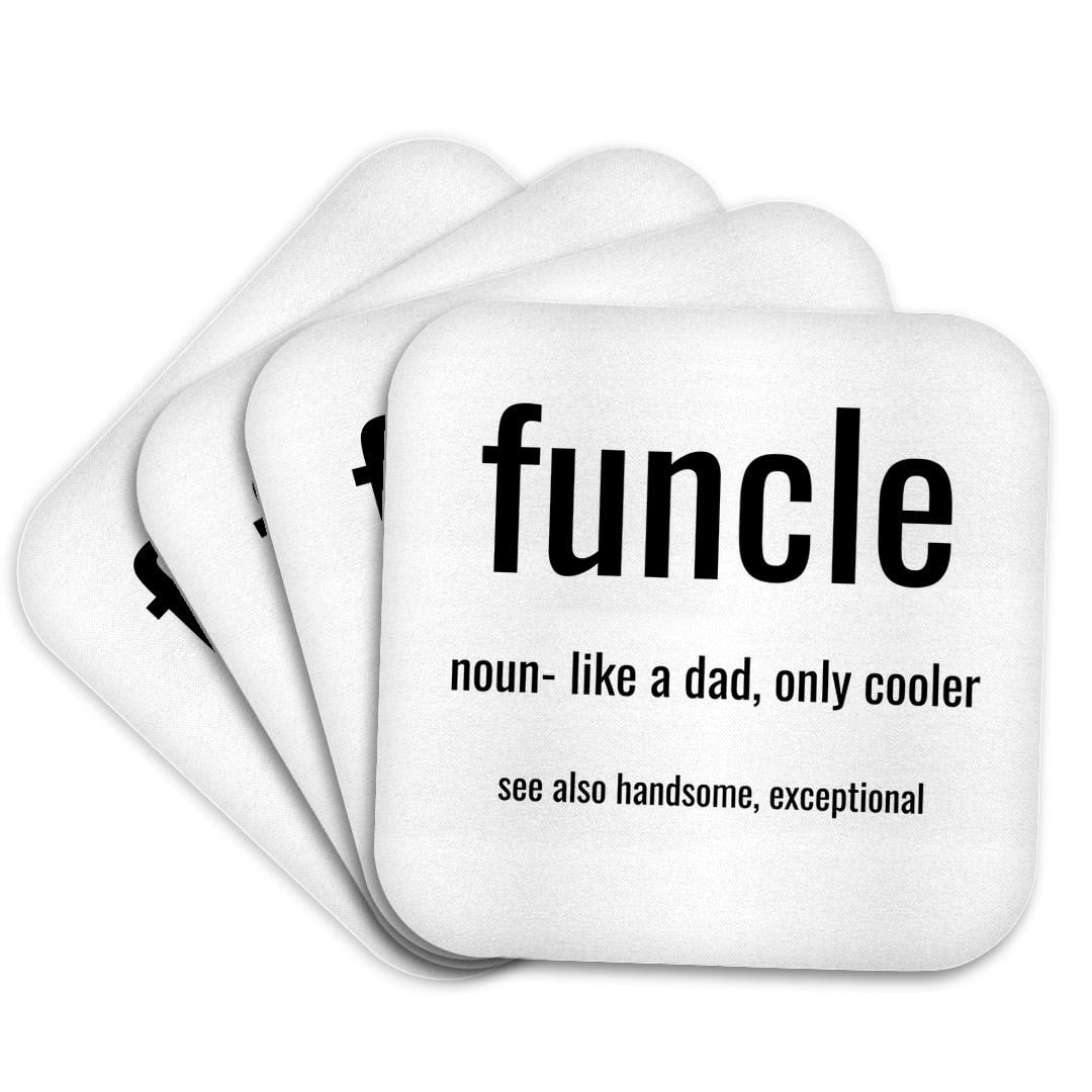 3dRose, Funcle, noun like a dad, only cooler, black lettering on white ...