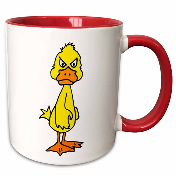3drose, Funny Angry Yellow Duck Bird Cartoon, 11oz Two-tone Red Mug ...