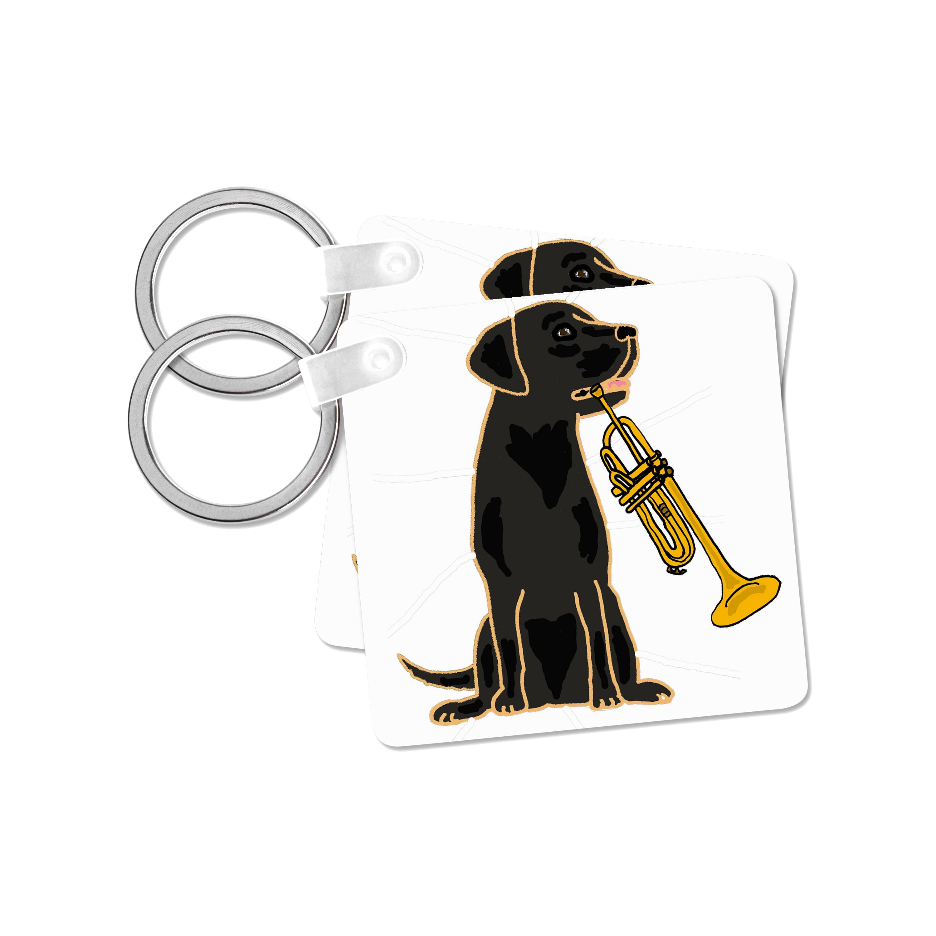 3dRose, Funny Black Labrador Retriever Playing the Trumpet, set of 2 ...