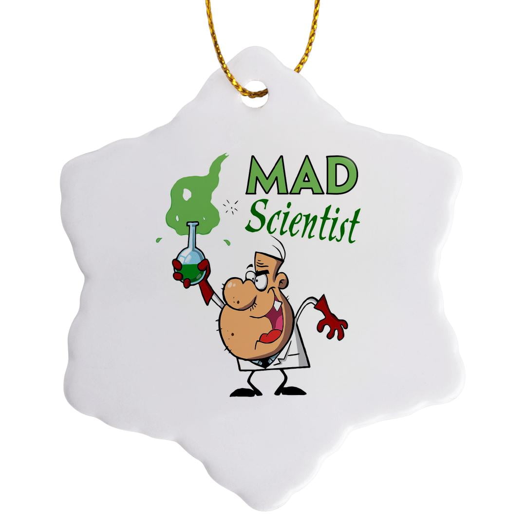 3drose, Funny Cartoon Mad Scientist with Green Potion, 3 inch Snowflake ...