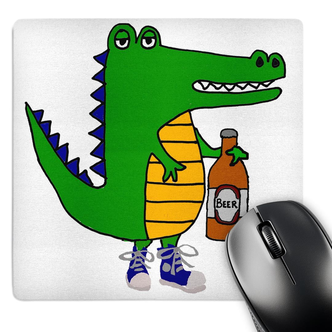 3dRose, Funny Cool Alligator Drinking Beer Cartoon Art, Mouse Pad ...