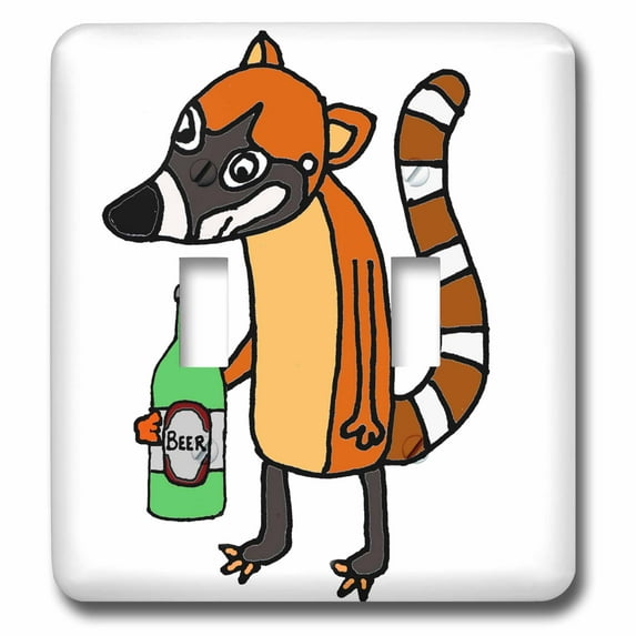 3dRose, Funny Cool Coatimundi Drinking Beer Cartoon, double toggle ...
