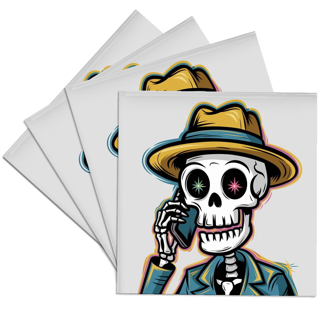 3drose, Funny Cool Colorful Skeleton Talking on Cell Phone Mobile ...
