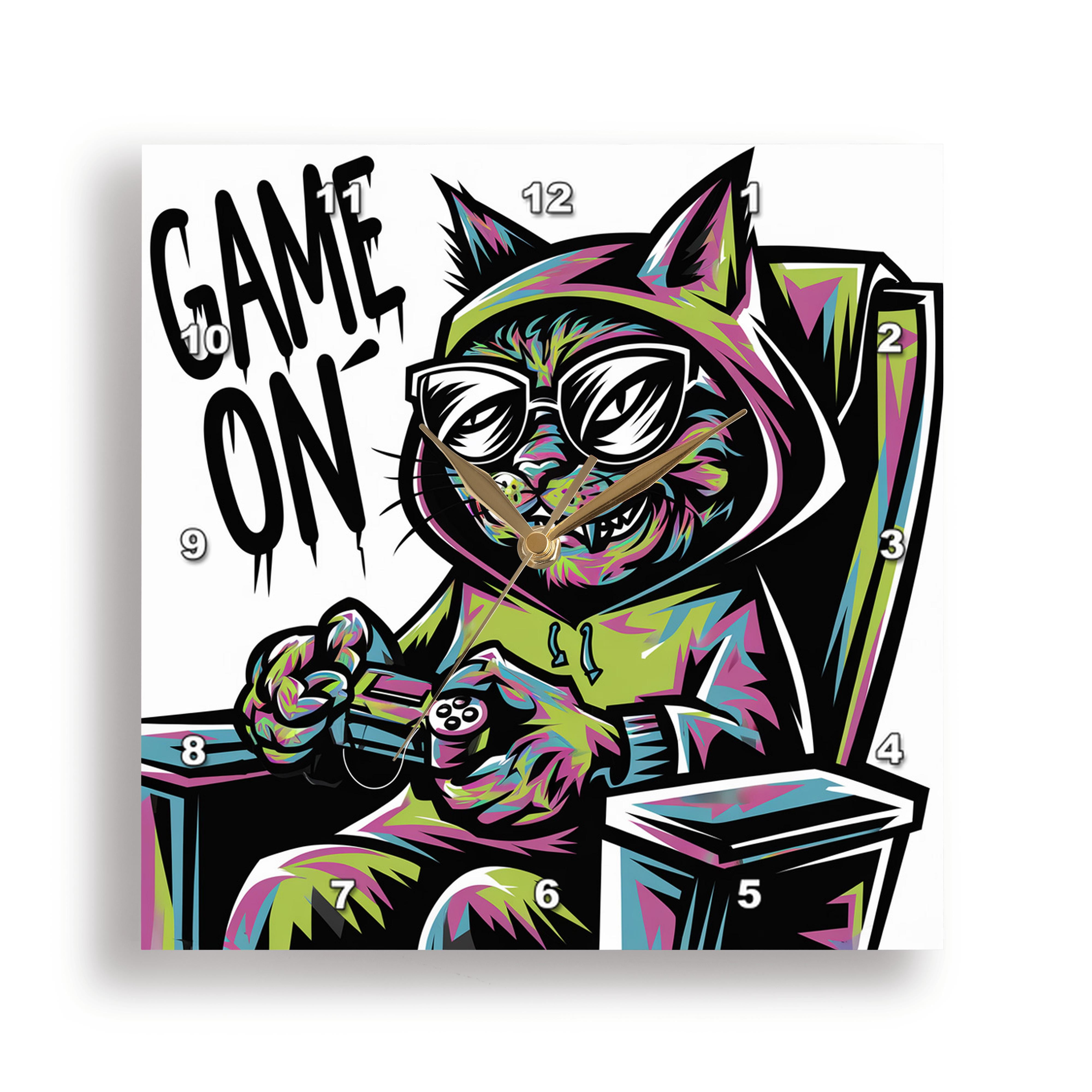 3dRose, Funny Cool Evil Cat Gamer Playing Video Games Game On Graffiti ...