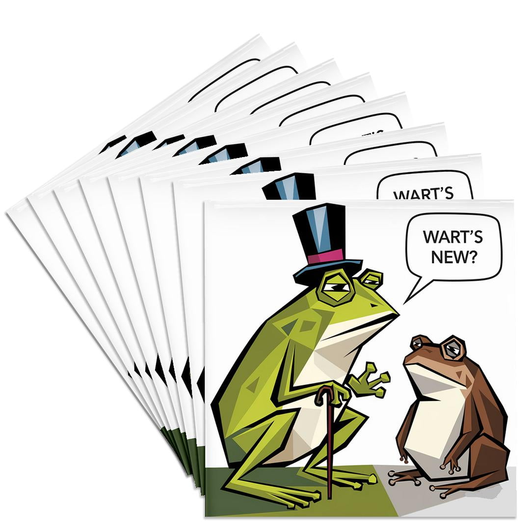 3dRose, Funny Cool Frog asking Toad Warts New Pun Animals, Set of 8 ...